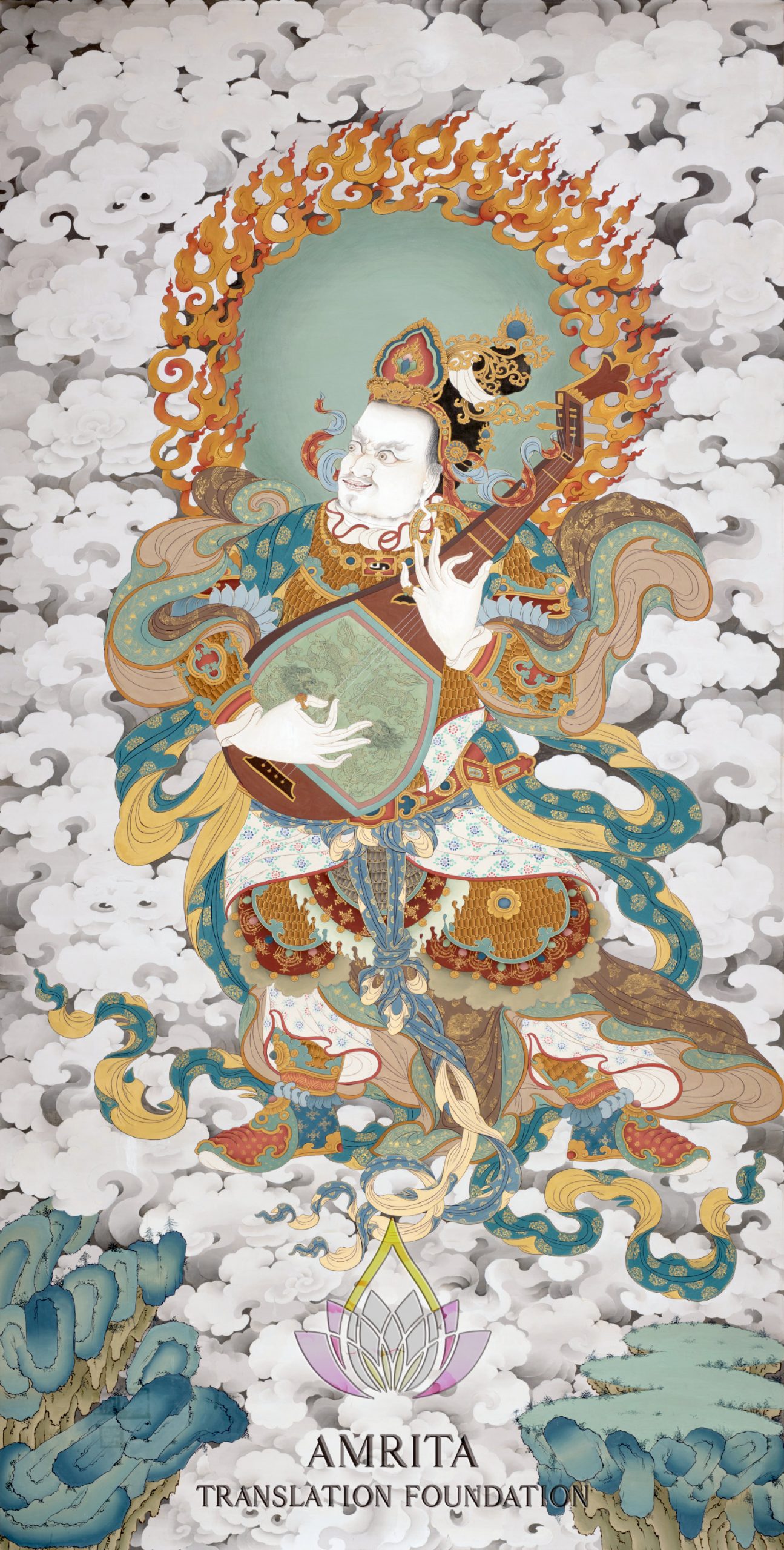四大天王巨幅彩唐之持國天王 – 大慈恩譯經基金會