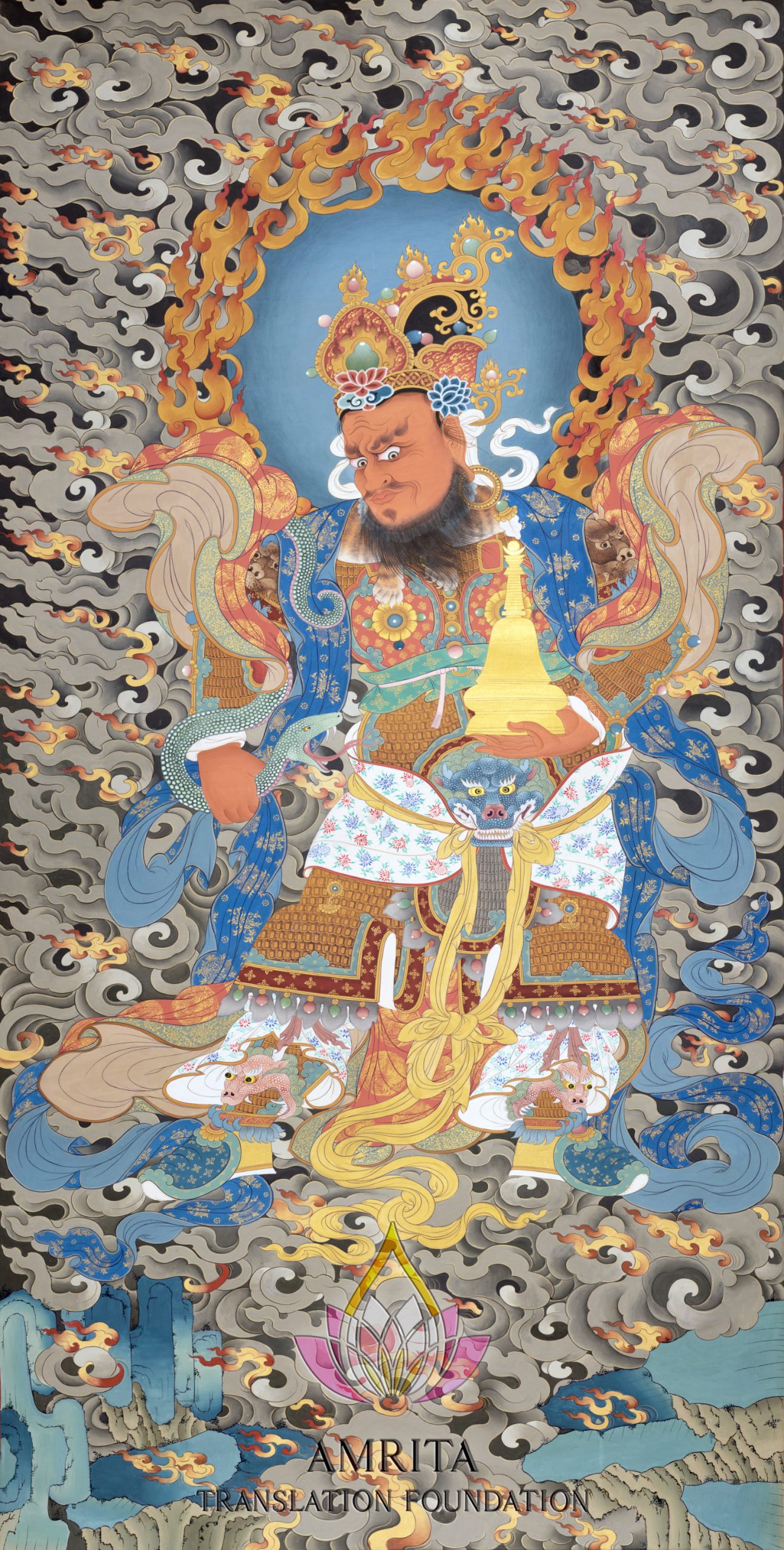 四大天王巨幅彩唐之廣目天王 – 大慈恩譯經基金會